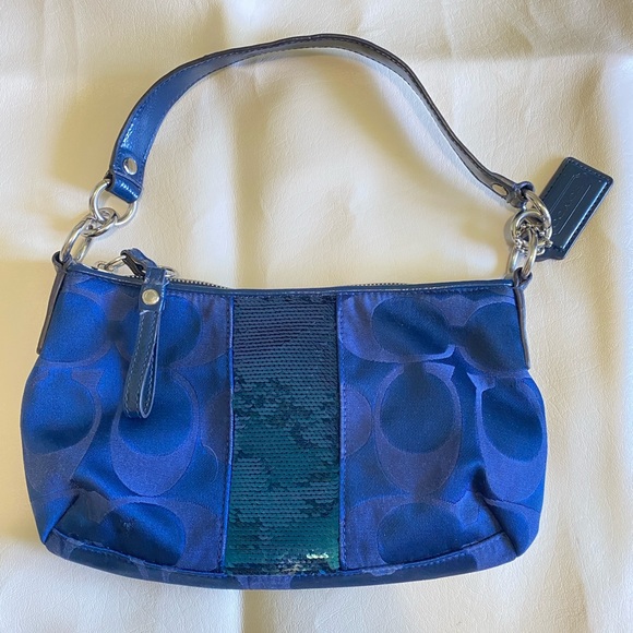 Coach | Bags | Coach With Navy Blue Sequin Strip | Poshmark